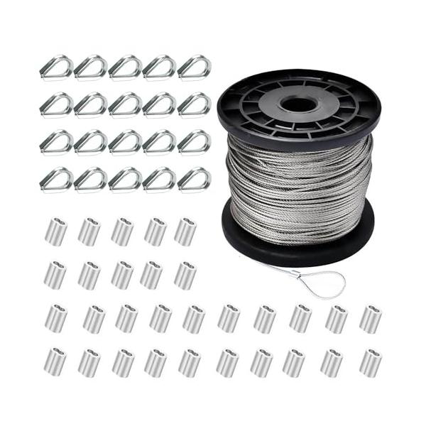 -/-/2.0MM x 50m・Model:2.0MM x 50m・バスケット内容ステンレスワイヤーロープ 直径は2.0ｍｍ、長さは50ｍです。8文字型アルミスリーブ 30個、ワイヤロープシンブル 20個 入ります。ターミナル金具との組み合...