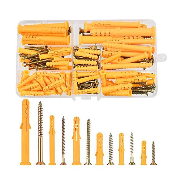 -/88pcs/-・Size:88pcs・パッケージ個数:1・セット内容合計88pcs。拡張ウォールプラグアンカー44個、セルフタッピングネジ44個入り。 収納ボックス付き。・製品仕様M6*30mm 40pcs、M6*40mm 16pcs、...