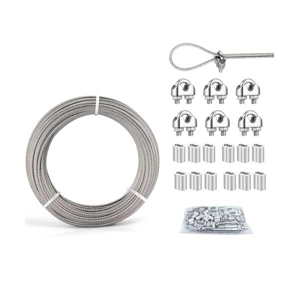 シルバー/-/Φ3mm 長さ15M・Model:Φ3mm 長さ15M・3mmステンレスワイヤーSUS304ワイヤーロープは、耐食性、耐温度性、非磁性など、鉄鋼に比べて優れた磁性を有し、破断使用荷重は約637kgので、一般的なワイヤロープに比...