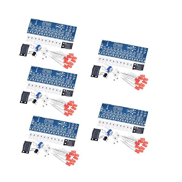 パッケージ個数:5・製品名：NE555+CD4017流水ランプ　ライトLEDモジュールDIYキット・電圧：2.5 - 14 .5 V・PCBサイズ：5.4*2.1cm 厚さ：1.6mm・流れるLEDキット、表面実装版、表面実装部品の半田付け...