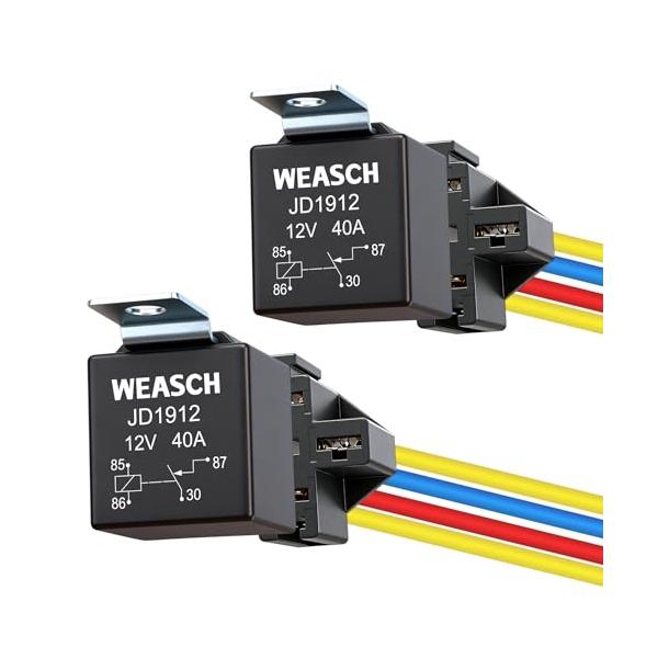 -/4-Pin Metal Back/JD1912 1A2G + Wiring・PackageQuantity:2・パッケージ個数:2・商品名:カーリレー 型式:JD1912・定格電圧:12VDC、最大動作電流:40A・コンタクト:SPST...