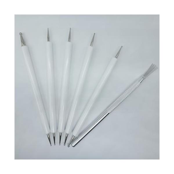 -/-/DotpenTools・浮き彫、エンボス加工、彫り込み、転写などに使用するインデントペンツールセットです。・商品仕様入数：6本 ドットツール/5本 7本針/1本　重量：約45g 生産国 : 中国・インデントペンの両サイドには異なった...