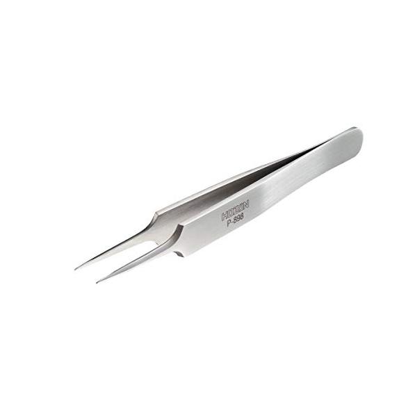 先端幅:0.25mm先細・Silver  P-898・・Style:先端幅:0.25mm先細・強くつかんでもしなりがなく、つかんだ感触がしっかりと手に伝わる強力型ピンセット。板厚2.0mmのスタンダードシリーズ。サビにくいステンレス製SUS...