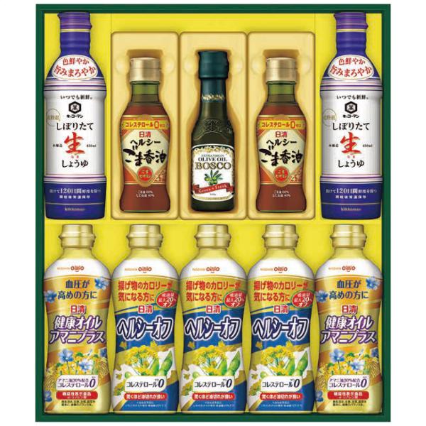 「健康を楽しむ、贅沢なひととき。」日清オイリオヘルシーオイル＆キッコーマン生しょうゆギフト NK-55＜おすすめポイント＞1.健康的な食生活をサポートします2.多彩な料理に使える便利なセット3.大切な人への贈り物に最適です日清オイリオヘルシ...