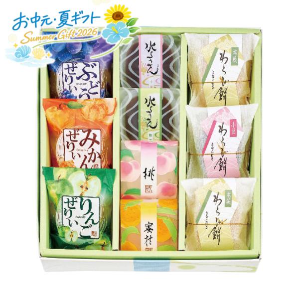 「涼やかな夏の彩りをひと箱に」河内駿河屋涼彩菓＜おすすめポイント＞1.和風デザートの彩りでお祝いや贈り物を華やかに演出2.季節感あふれる味と食感のバリエで楽しみが広がる3.手土産でも喜ばれ、朝食やデザートタイムにもぴったり河内駿河屋涼彩菓は...