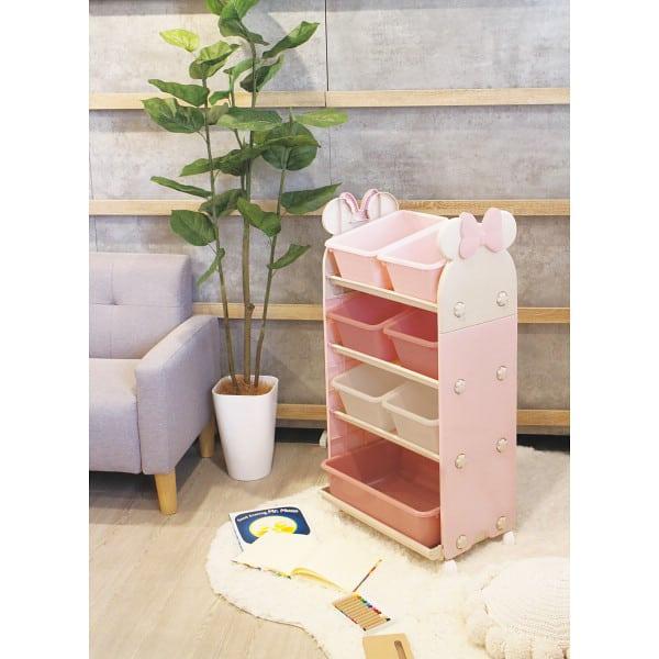 ４段も収納できるかわいい収納棚