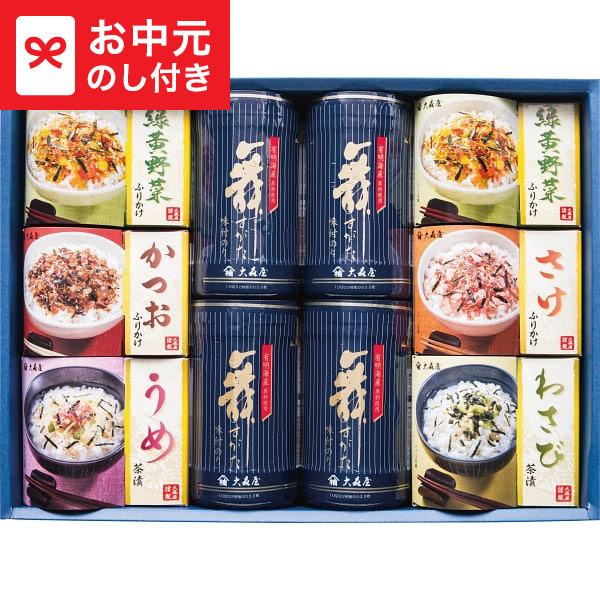 ・この商品は期間限定商品です（承り期日は08月18日まで） 有明海産原料を使用した風味と口どけの良い味付のりと手軽にお使いいただけるお茶漬け・ふりかけ詰合せです。