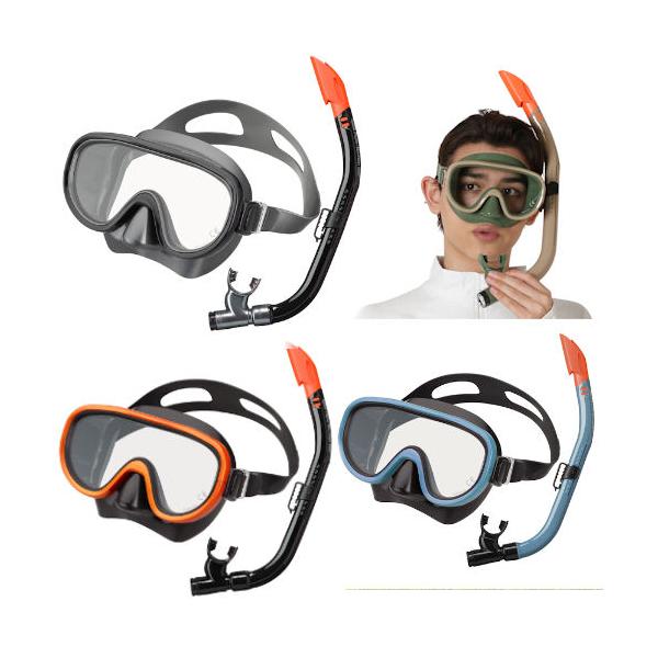 ★メーカー取り寄せ品の為、ご注文のタイミングによって在庫切れとなる場合もございます。 予めご了承の上、ご注文をお願い致します。スライドアダプターでシュノーケルの使い心地抜群なシリコーン素材2点セット＜男女兼用　10歳〜大人用＞強化ガラスで割...