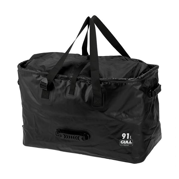 濡れた器材でも、排水弁から水切りでき、上蓋で保管時に埃などから器材を守る2WAYトートバッグ