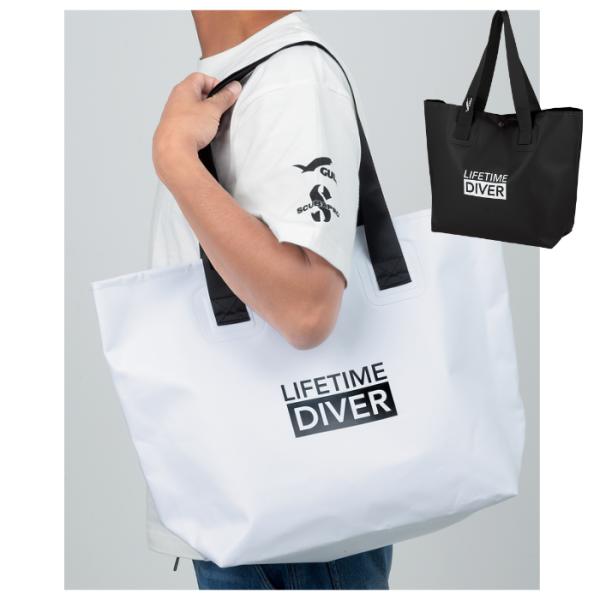 船上や、街中での利用に便利なトートバッグ○ボディサイズ：H34.5 × W34 × D15cm○容量:17L内ポケットに小物収納可能ダイビングに必要な着替え一式とタオルなどが入るサイズ感