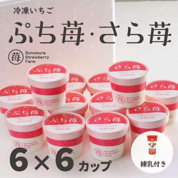 ★★★★★ この商品はクール冷凍便での発送となります ★★★★★▼名称　冷凍いちご▼原材料　いちご（熊本県産）▼内容量　ぷち苺 50g×6カップ　さら苺 50g×6カップ　練乳120g×1本▼栄養成分 1カップ(50g)当たり ※ぷち苺・さ...