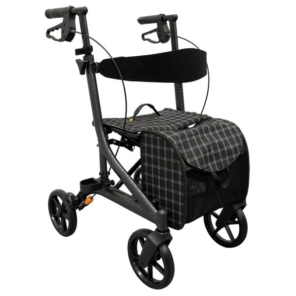 おしゃれなカーボン調ブラックを基調としたシックなデザインの歩行車です。≪おすすめポイント≫■車体のがたつきを抑えるダブルクロスバー車体のがたつきを抑える構造で、横揺れ・縦揺れに強く、歩行バランスの悪い方にも安心して使用いただけます。また、こ...