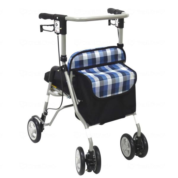 コンパクトで使いやすい歩行車です。≪おすすめポイント≫■収納たっぷりで使いやすいバッグ（バッグ載荷重5kg）■折りたためて自立し持ち運びしやすい(重量 約5.9kg)■ワンタッチ座面でちょっとした休憩に■2WAYキャスターでシーンに合わせた...