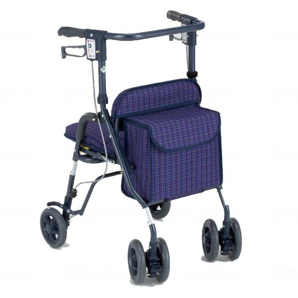 コンパクトで使いやすい歩行車です。≪おすすめポイント≫■収納たっぷりで使いやすいバッグ（バッグ載荷重5kg）■折りたためて自立し持ち運びしやすい(重量 約5.9kg)■ワンタッチ座面でちょっとした休憩に■2WAYキャスターでシーンに合わせた...