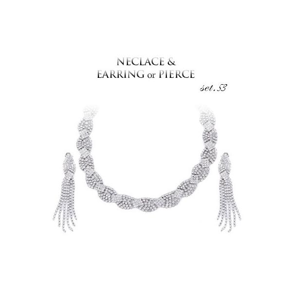 ★選べるピアス＆イヤリング★※詳細【ネックレス】長さ：約36cm〜約43mm(アジャスター含)【ピアス・イヤリング】約8.7cm X 1.3cm※素材- 真鍮・ロジウム仕上げ-クリスタルラインストーン※2022年2月付でストーン仕様が変更と...