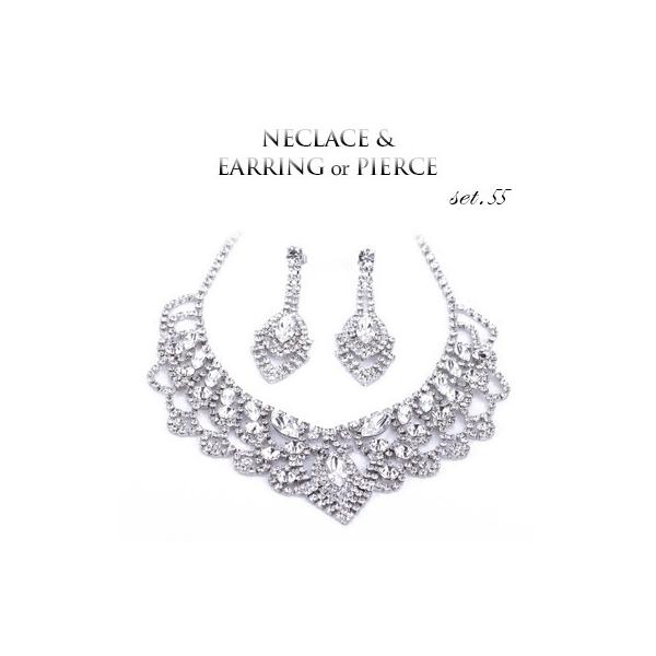 ★選べるピアス＆イヤリング★※詳細【ネックレス】長さ：約36cm-約43mm(アジャスター含)【ピアス・イヤリング】約6.5cm X 2cm※素材- 真鍮・ロジウム仕上げ-クリスタルラインストーン※2022年2月付でストーン仕様が変更となり...