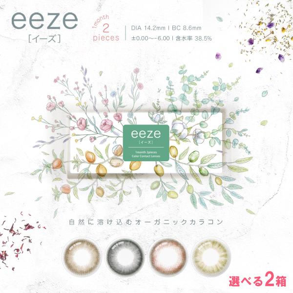 カラコン eeze 1month (イーズ マンスリー) 1箱2枚入り×2セット■装用期間 1ヶ月■入数 1箱2枚入り■カラー オーガニックナッツ / ヒュゲリグレー■リトルブーケ / オリーブティー■BC 8.6mm■DIA 14.2mm...