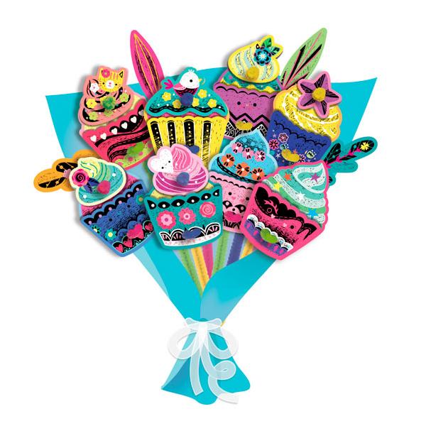 ●アブ二ール社 スクラッチアート カップケーキのブーケは、シートをスクラッチペンでデザインし、カップケーキフラワーを作ることが出来る スクラッチセットです。スクラッチペンでシートを削る場所を自由に変えたり、好きな模様をデザインし、オリジナル...