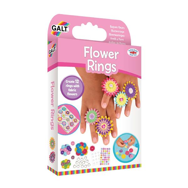 ●フラワーリングは、手のひらにお花が咲いたような指輪が12個つくれる手づくりアクセサリーキットです。好きな色やおしゃれに興味が出て身だしなみにもこだわりが見えはじめる6歳頃におすすめです。つくり方は、大きさ、色、柄が異なるスリット入りの花び...