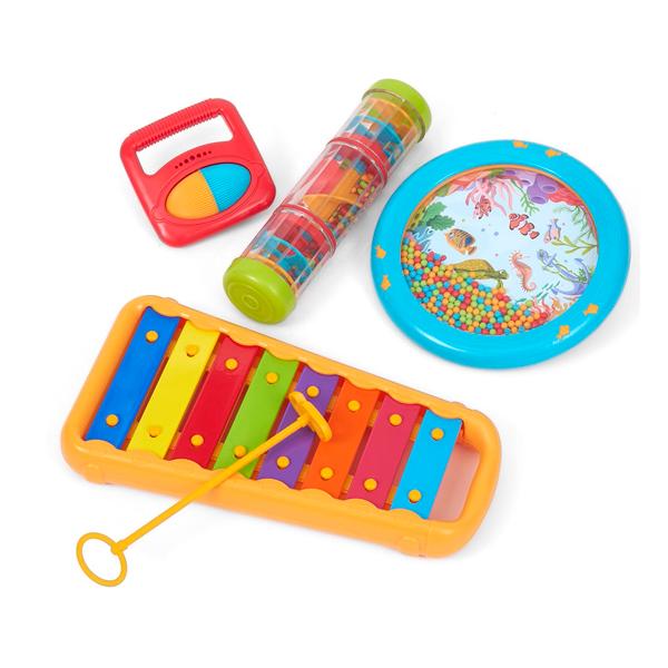 ●音あそびカルテットは、はじめてのリズム遊びや音遊びにおすすめの波や雨の音からメロディーまで 組み合わせても楽しめる4種のおもちゃの楽器セットです。振ったり、指先でローラーを動かしたり、バチで演奏したりと指先の成長に合わせてステップアップで...