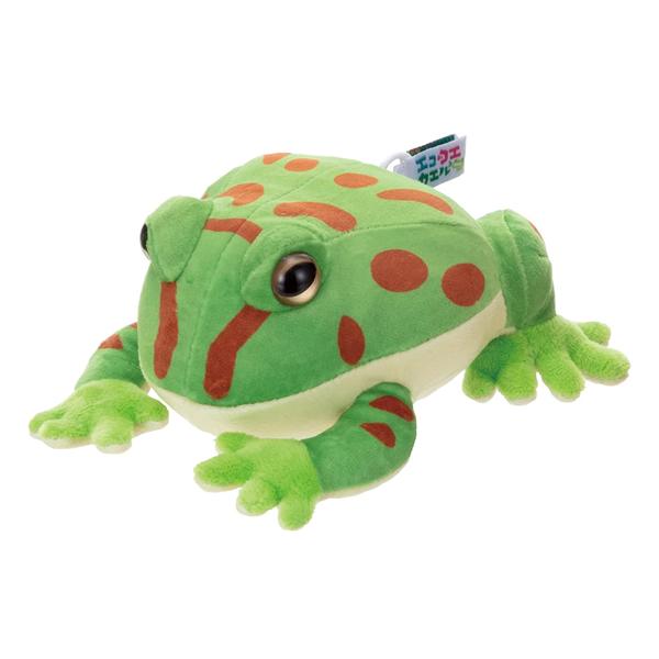 ●イワヤ製玩具 エコゴエガエル ベルツノガエル は、電池を使わずに、生き物の鳴き声と動きを表現した エコ音声 動くカエルのぬいぐるみです。おしりのリングを引っ張ると、カエルの鳴き声とともに軽妙にブルッブルッと動きます。手乗りサイズのかえるの...