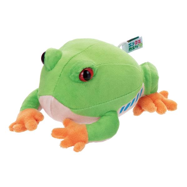 ●イワヤ製玩具 エコゴエガエル アカメアマガエル は、電池を使わずに、生き物の鳴き声と動きを表現した エコ音声 動くカエルのぬいぐるみです。おしりのリングを引っ張ると、カエルの鳴き声とともに軽妙にブルッブルッと動きます。手乗りサイズのかえる...