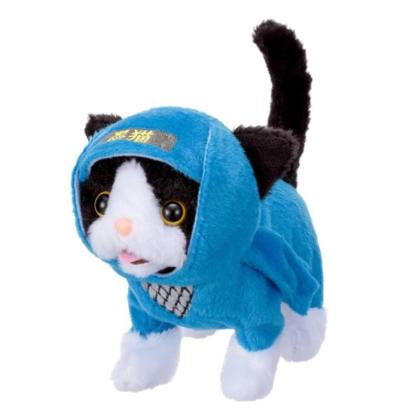 ●イワヤ製玩具 シノビキャットは、忍び装束をまとったネコちゃんが、忍び歩きをしてから 素早くサササッと移動、可愛い声で鳴く 世界中で愛される猫と日本の「忍者」の魅力がギュッとつまった動く猫の忍者のぬいぐるみ 電動おもちゃです。鉢金（はちがね...