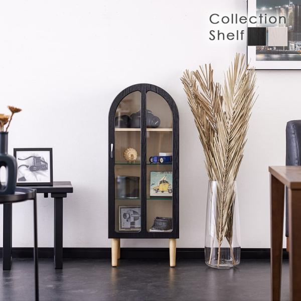 ■商品内容コレクションシェルフ…1台■サイズ約W36.5cm×D25cm×H95cm■梱包サイズ約42cm×92cm×43cm(重量:13.5kg)■材質本体・脚:天然木化粧合板(オーク)、合成樹脂化粧繊維板扉・棚板：5mm強化ガラス■塗装...