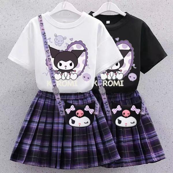 子供 プリーツスカート トップスセット クロミ ちゃん 半袖 立体クロミ風 夏服 プリンセス ドレス ホワイト ブラック 110-160cm ファッション大人気キャラクター「クロミ」をイメージした、キュートなプリンセススタイルのセットアップ...