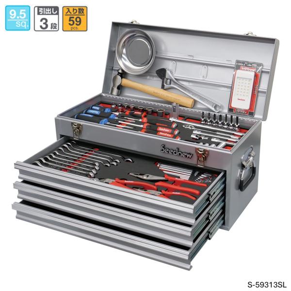 ●初めて工具セットを購入される方に！●ソケット・レンチ類を使用頻度の高いサイズに絞り込んだベーシックタイプ●ビットソケットやスタビードライバーも加わった作業の幅が拡がるセット●上2段は充実した入組み。最下段はフリースペースとして、工具の追加...