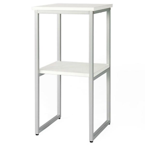 【特徴】■　コンパクトで使い道豊富な電話台です。■　エントランスで消毒液やタイムカードなど置くラックにも便利です。■　棚は固定棚です。アジャスター付き。【サイズ】W350xD350xH730mm棚有効内寸W292xD292xH324、床から...