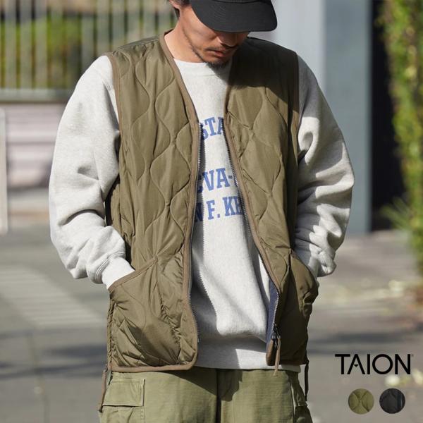 【ブランド】TAION / タイオン【商品名】ミリタリー Wジップ Vネック ダウンベストMILITARY W-ZIP V NECK DOWN VEST■MILITARY LINEのベストセラーモデル。シャツやカットソーなどの重ね着に適した...