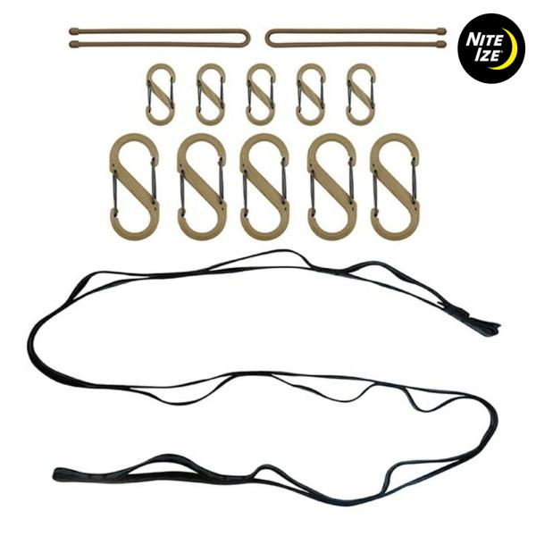 【ブランド】NITEIZE / ナイトアイズ【商品名】ギアライン オーガニゼーション 4フィートGEARLINE ORGANIZATION SYSTEM 4ft.コヨーテカラーのエスビナーが10個付いたデイジーチェーンです。キャンプなどでラ...