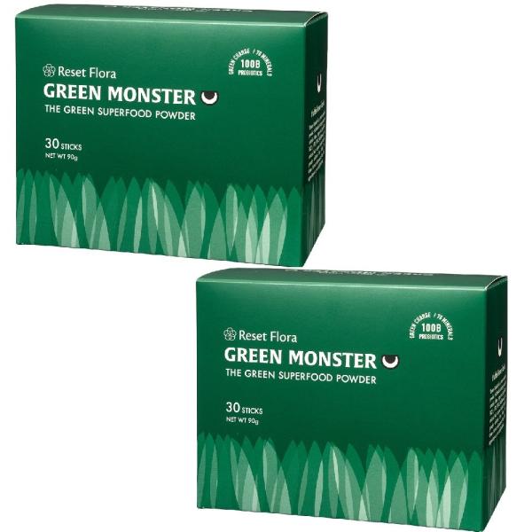 【商品情報】 リセットフローラ グリーンモンスター 3g×30包 2箱セット THE GREEN スーパーフードパウダー ※送料軽減の為、箱無しまたは折り畳みの上発送致します。【商品詳細】・野菜不足が気になるときに・美容目的なら就寝の3時間...