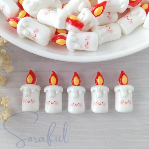 デコパーツ キャンドル ろうそく 5個 貼付けパーツ D-0097