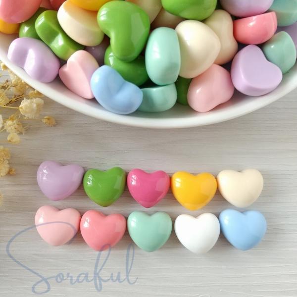 デコパーツ ぷるるんハート ツヤ 10個 貼付けパーツ D-0201