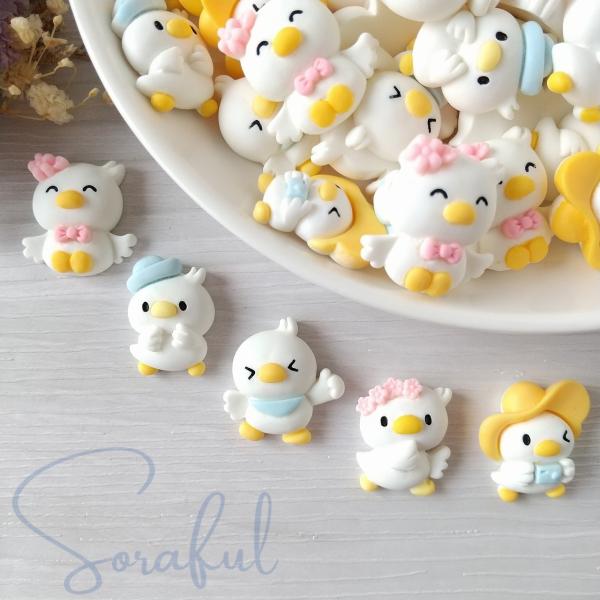 デコパーツ あひるフレンズみんなでお出かけ ダック 5個 貼付けパーツ D-0383