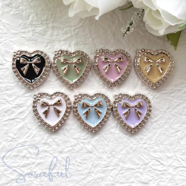 大人可愛い小ぶりなゴールドの縁取りとリボンのハート　5個