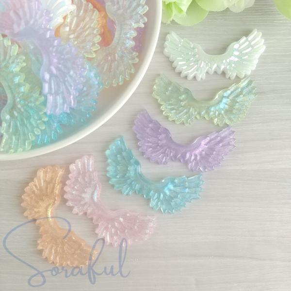 デコパーツ 天使の羽 ウィング ラメ キラキラ 2個 貼付けパーツ D-0613-2