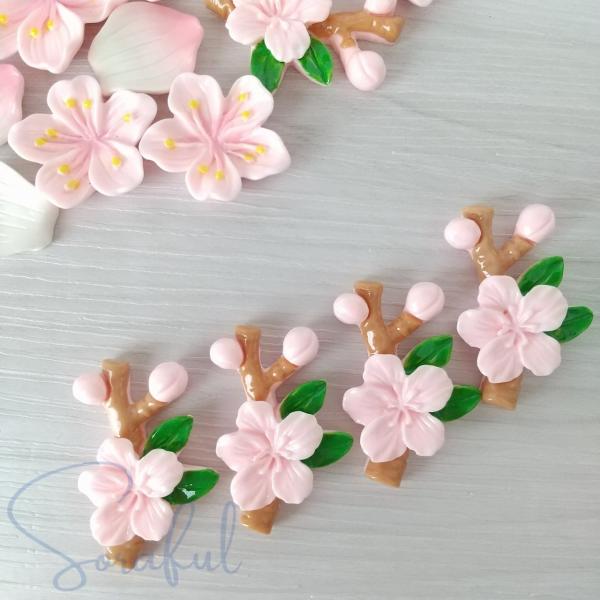 デコパーツ 桜シリーズ 枝つき 4個 貼付けパーツ D-0629-branch