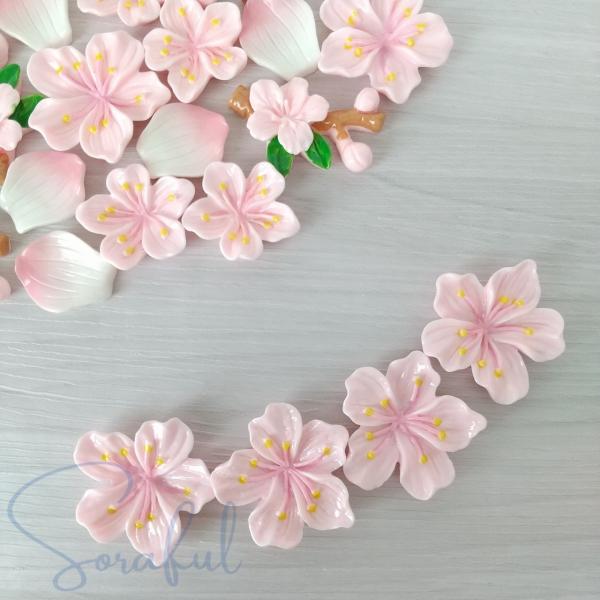 デコパーツ 桜シリーズ 桜の花 Lサイズ 4個 貼付けパーツ D-0629-L