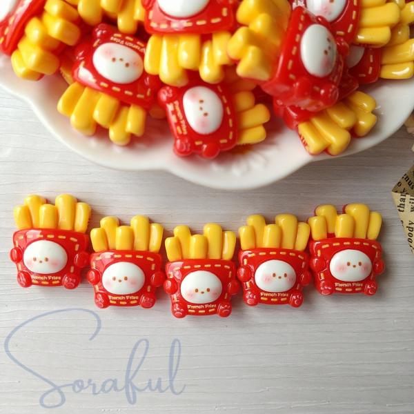 デコパーツ ぼってりフライドポテト フレンチフライ 5個 貼付けパーツ D-0631