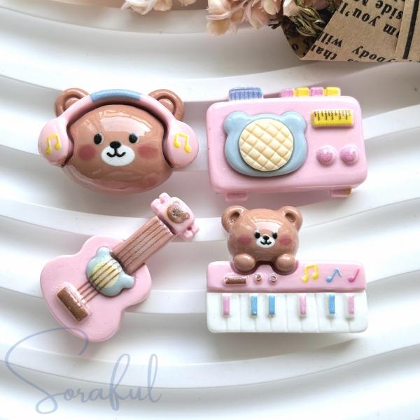 デコパーツ 音楽＆クマちゃん 4種セット