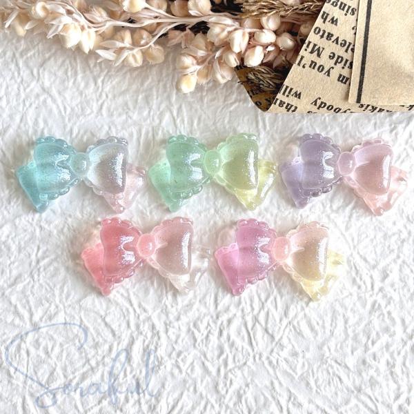 小ぶりなクリアグラデーションリボン　5個