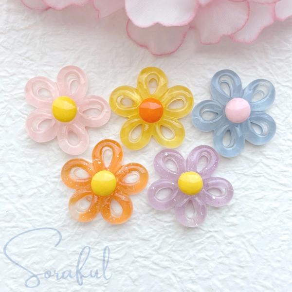 ループタイプ　クリアフラワー　4個セット