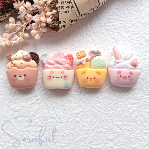 冷たいデザートのアニマルカップ　4個