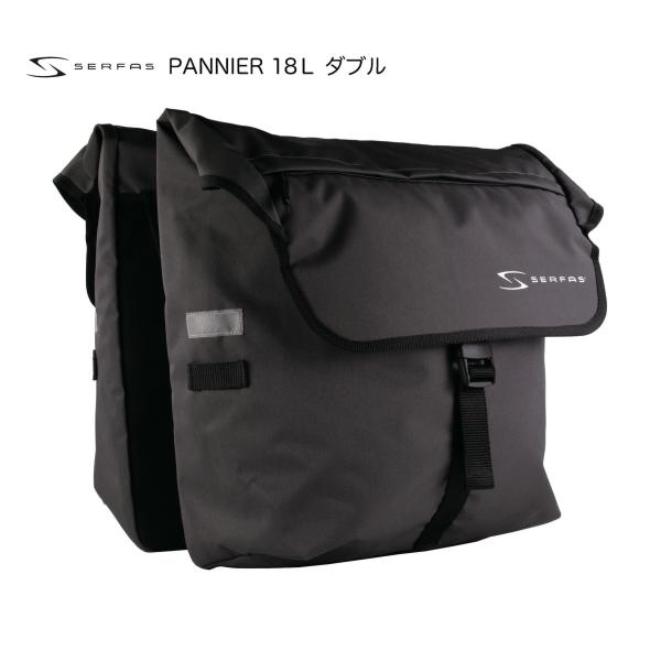 SERFAS サーファス  パニア PANNIER 18Ｌ ダブル 013-954大容量、防水、多機能パニアバッグサイズ：32×38×13cm（18L×2）／参考重量：1074g／素材：300Dポリエステル●蓋部はフリップトップ方式採用（シ...