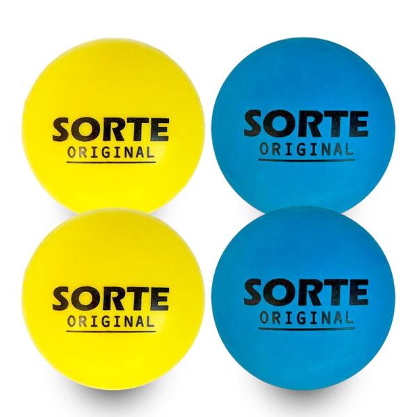 フレスコボール ボール2個＆屋内用ソフトボール2個セット【SORTE ORIGINAL】ブルー×イエロー軽量、硬度、耐久性を兼ね備えたフレスコボール用のボール2個（ブルー）と、屋内でも安心してプレイできるソフトボール2個（イエロー）の合計4...
