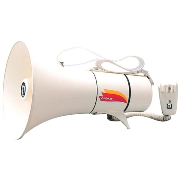 TM-205※電池は付属していませんので別途ご用意ください。出力：定格13W／最大：20W使用電池：単2乾電池×6本寸法：口径210mm／全長320mm，質量：約1.1kg（乾電池別）通達距離（JEITA）：音声時約400m電池持続時間（J...