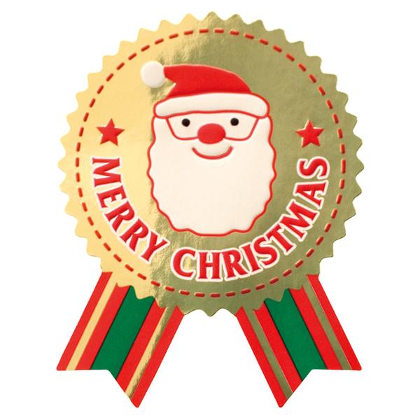 【クリスマスサンタリボン型シール】■粗品屋本舗の商品に使用する事をおすすめいたします。商品に貼るだけで、素敵なギフトに早変わり！クリスマスのギフト・プチギフトにご利用ください。○シールサイズ：幅５０×高さ６５ｍｍ○材質：紙＜お願い＞■あすつ...